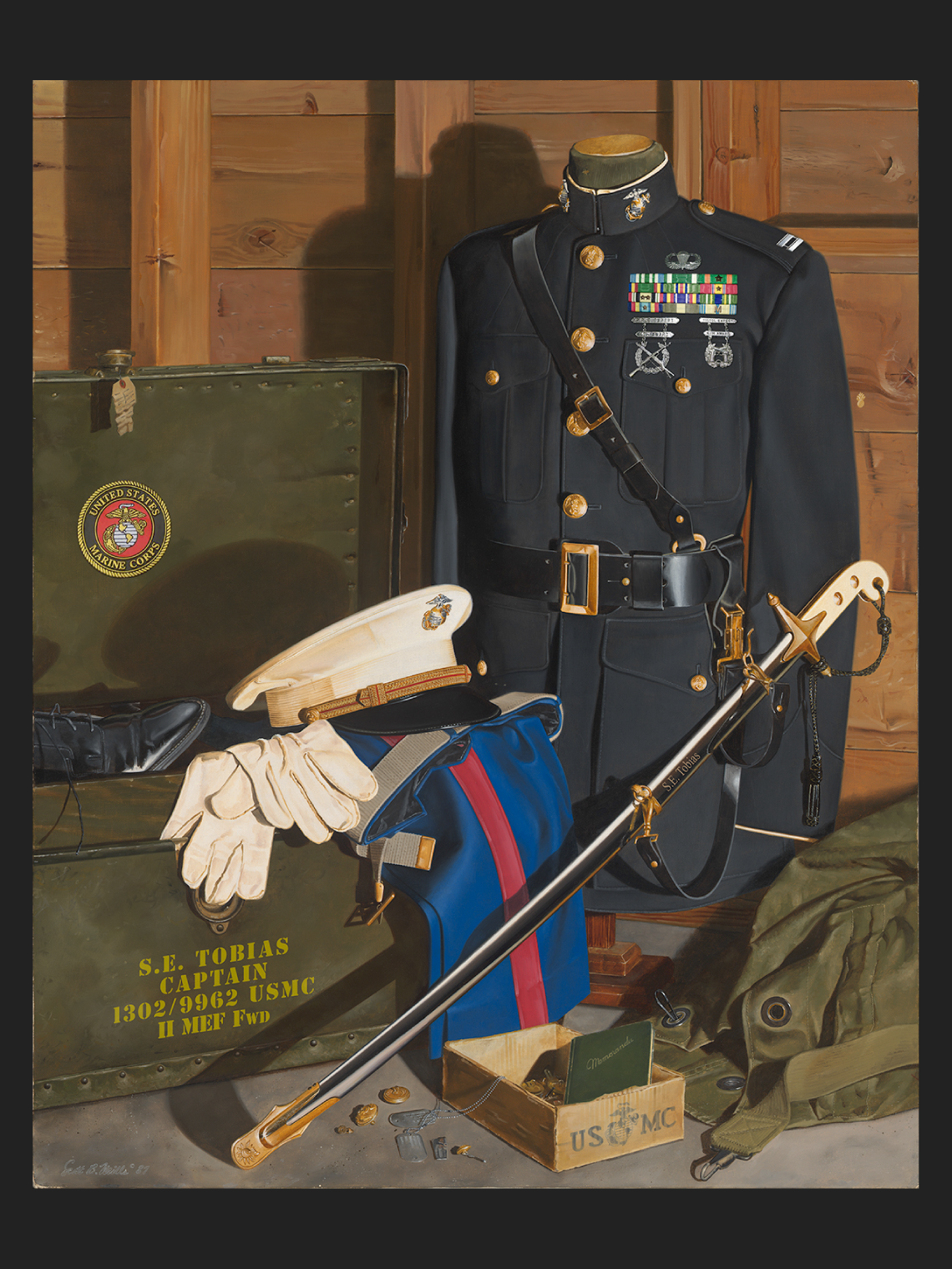 "Semper Fidelis" Personalized Officer Marine Corps Art - Mills Custom Art
